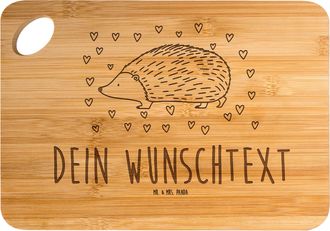 Mr. & Mrs. Panda Personalisiertes Schneidebrett Igel Herzen - Personalisierte Geschenke, Herz, Brett, Leben, Mit Gravur, Liebe, Fr&uuml;hst&uuml;cksbrett Namen, Selbst Gestalten