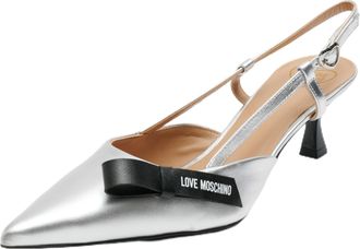 Love Moschino Damen Ja10345g1lif0902 Sandalen Absatz, Silber/schwarz, 43 EU