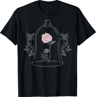 Disney Motiv Die Schöne und das Biest aus Glas mit Rosenmotiv T-Shirt