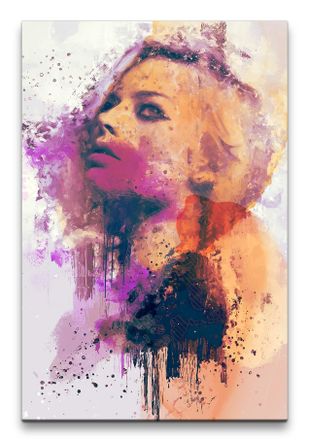 Paul Sinus Art Margot Robbie Porträt Abstrakt Kunst Schauspielerin Sexy Farbenfroh 60x90cm Leinwandbild