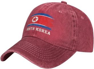 Generic Casquettes De Golf Drapeau De La Cor&eacute;e du Nord Denim Cor&eacute;en Respirante Casquette Trucker Vintage Chapeau Soleil pour Course Femmes Randonn&eacute;e