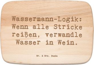 Mr. & Mrs. Panda Frühstücksbrett Spruch Wassermann Logik - Geschenk, Kreativität, Schneidebrett Holz, Frühstücksbrettchen, Holzbrett, Kreativ
