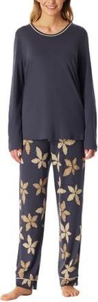 Schiesser Damen Schlafanzug Set Lang Baumwolle Modal-Nightwear Ensemble de Pijama, Graphite_181237, 50 Femmes