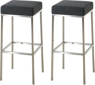 Clp Set 2 tabourets de bar Montréal en tissu - alt 80 gris foncé, Edelstahl