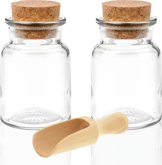 mikken Art 2 Gew&uuml;rzgl&auml;ser 150ml mit Kork-Verschluss runde Korkengl&auml;ser, inkl. einer kleinen Holzschaufel