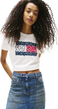 Tommy Jeans Floral Flag W - T-Shirt - Damen