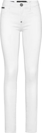 Philipp Plein Femme, Jeans, Blanc, Taille: W27 Jeggings &agrave; &eacute;cusson logo