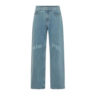Palm Angels Logo Loose 5 Pockets - - Jeans - Herren - Blau - W34