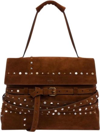 Moschino Femme, Sacs, Brun, Taille: ONE Size Tie Me Medium Shoulder Bag