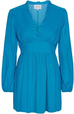 Americandreams Americandreams, Femme, Blouses et Chemises, Bleu, Taille: 44 FR Umi Robe Courte Unie en Coton