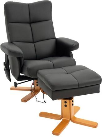 HOMCOM Homcom - Massagesessel mit Hocker, 360&deg; drehbarer Elektrischer Relaxsessel mit Liegefunktion und Stauraum, TV-Sessel Fernsehsessel mit Seitentasche