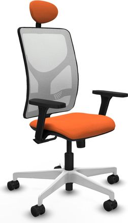 Piqueras y Crespo Telefonstuhl mit 3D-Armlehnen, h&ouml;henverstellbare Lendenwirbelst&uuml;tze und festes Kopfteil, ausgestattet mit 3 Positionen, Wei&szlig;/Orange