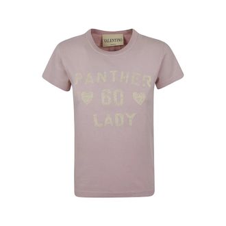 Valentino Garavani Bedrucktes Baumwoll-T-Shirt - - Tops - Damen - Rosa - S