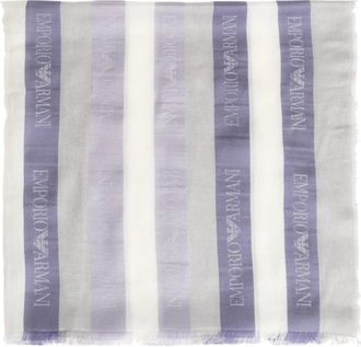 Emporio Armani Femme, Accessoires, Bleu, Taille: ONE Size &Eacute;charpe en m&eacute;lange de modal avec rayures jacquard