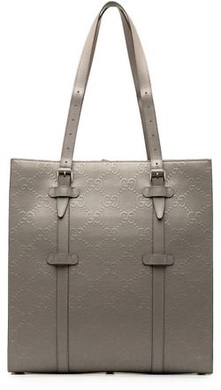 Gucci Shopper - GG Embossed Leather Vertical Tote - Gr. unisize - in Grau - f&uuml;r Damen