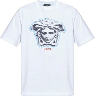 Versace Homme, Tops, Blanc, Taille: 3XL T-shirt regular imprim&eacute; en jersey de coton