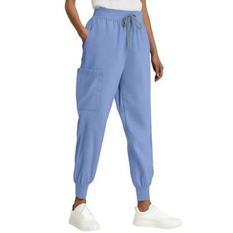 Generic Pantalon de jogging Scrvb taille haute pour femme avec cordon de serrage &eacute;lastique, pantalon de travail multi-poches, pantalon uniforme respirant et c