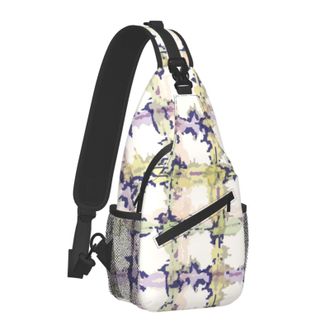 AOOEDM Lässige Crossbody-Taschen für Herren, Lilac Tie Dye Broken Plaid Grid Background Rucksack für Radfahren und Reisen, modischer Sling-Schulterrucksack m