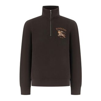 Burberry Knight Check Baumwoll-Sweatshirt mit halbem Rei&szlig;verschluss - - Sweatshirts & Hoodies - Herren - Braun - XL