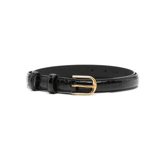 Nili Lotan Schwarzer Krokodillederg&uuml;rtel mit Goldener Schnalle - - Accessories - Damen - Schwarzk - 70 CM