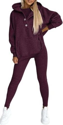 Generic Ensemble Jogging Femme 2 Pièces, Pure Color Long Sleeve Survetement De Sport Pantalon Et Sweat À Capuche, Survêtements Femme Élastiques Hoodies Outwea