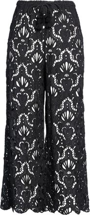 Farm Rio BLACK SEASHELL EYELET PANTS
