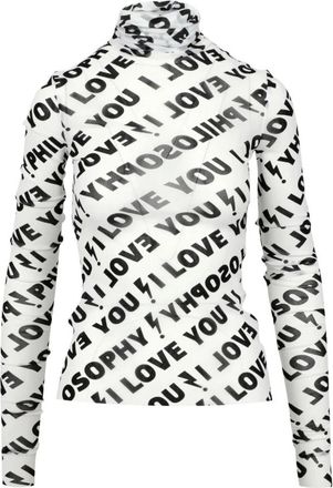 Philosophy di Lorenzo Serafini Femme, Tops, Multicolore, Taille: 38 FR I Love You-print Tulle Top