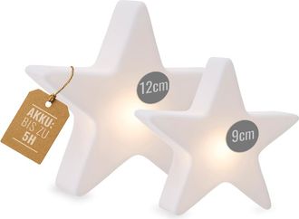 8 Seasons design LED Sterne Mini-Leuchten Set Shining Star Micro XS & S - Dekolampen 9cm +12 cm - kabellos mit Akku, USB-C aufladbar - Tischdeko, leuchtende Win