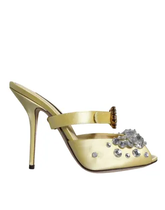 Dolce & Gabbana Crystal-Embellished Satin Heel - Yellow