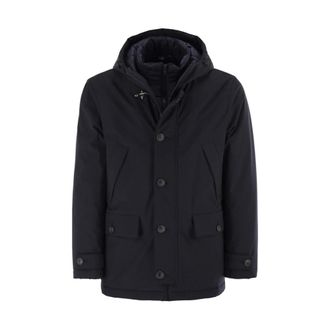 Fay Homme, Vestes, Bleu, Taille: XL Parka Courte en Gabardine Technique