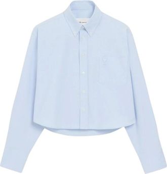 Ami Femme, Blouses et Chemises, Bleu, Taille: 34 FR De Coeur Cropped Oversized Shirt