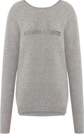 Alberta Ferretti Femme, Pulls, Gris, Taille: 40 FR Logo Cashmere Sweater
