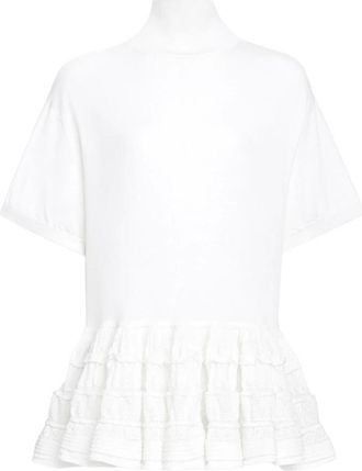 Alaia Femme, Pulls, Blanc, Taille: 40 FR Haut &agrave; col roul&eacute; c&ocirc;tel&eacute;