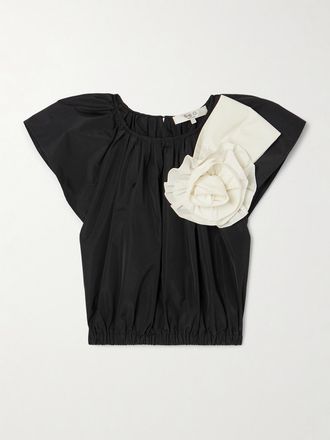 Sea New York Laurie Verk&uuml;rztes Oberteil Aus Taft Mit Applikation - Schwarz