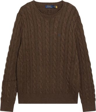 Polo Ralph Lauren Pull en maille torsad&eacute;e - Homme - Pulls - Brun - Taille: M