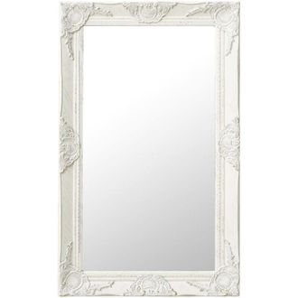 vidaXL Vidaxl - Miroir mural baroque 50x80 cm blanc - Cadre en bois orn&eacute; - Fixation murale incluse - Rectangulaire pour dressing - vidaXL59461