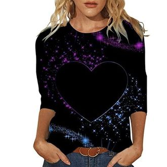 Generic T-shirt de Saint-Valentin 2026 pour femme &agrave; manches courtes imprim&eacute; 3D Motif vacances, J, 3XL