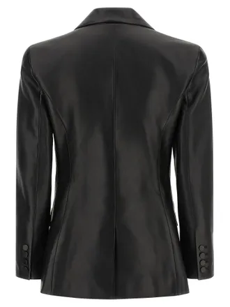 Balmain Lambskin Leather Blazer - Black