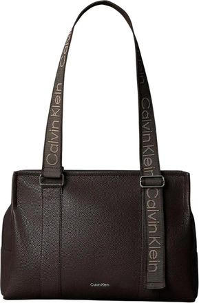 Calvin Klein Cabas avec bandouli&egrave;re r&eacute;glable en toile - Femme - Sacs - Brun - Taille: ONE Size