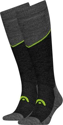 Head Ski Beginner Kneehigh Chaussettes, Gris chiné/Citron Vert, 35-38 (Lot de 2) Mixte