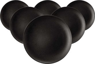 SELTMANN WEIDEN Liberty Velvet Black Brotteller 6er Set, 18 cm, Runde Beilagenteller mit mattem Finish, Spülmaschinen- und Mikrowellenfest, Porzellan, Schwarz