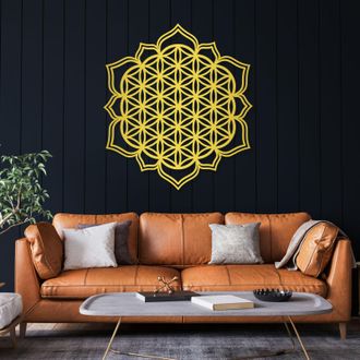 Generic Luxuri&ouml;se, minimalistische, abstrakte Wanddekoration aus Metall, hochwertige Wanddekoration f&uuml;r Zuhause, Blume des Lebens (Lotus), Blume des Lebens, H