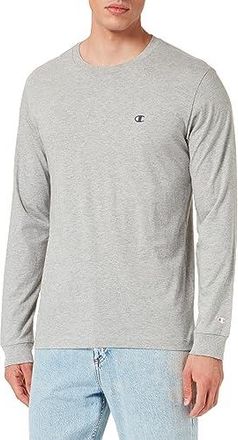 Champion Legacy Basics-L-s Crewneck T-Shirt à Manches Longues pour Homme, Gris chiné Clair, Large