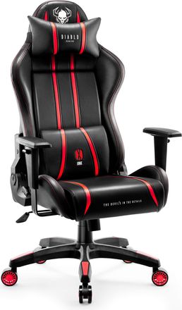 Diablo X-One 2.0 Gaming Stuhl Bürostuhl Schreibtischstuhl Verstellbare Armlehnen Ergonomisches Design Nacken/-Lendenkissen Rot King (XL)
