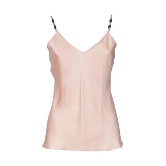 Max Mara Satin V-Ausschnitt Top Juwel-Tr&auml;ger - - Tops - Damen - Rosa - M