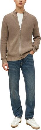 s.Oliver Strickjacke Stehkragen, Rippstrick, Baumwolle