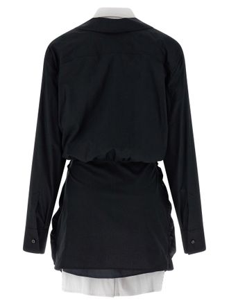 The Attico Double-Layer Stretch Cotton Shirt Dress - Black