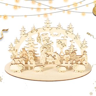 Generic Set aus Holz f&uuml;r Krippe, DIY-Set aus Holz, Weihnachtsdekoration, Holztisch, Weihnachtsdekoration, Tischaufsteller f&uuml;r Zuhause, f&uuml;r Weihnachtsfeiern, F