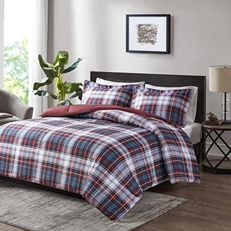 Madison Park Essentials Parkston Plaid Steppdecke, passender Kissenbezug, 3M Scotchguard Fleckenentfernungsbezug, hypoallergen, Ganzjahres-Bettw&auml;sche-Set, Full/Que