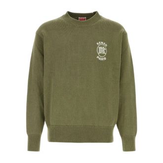 Kenzo Homme, Pulls, Vert, Taille: XL Pull Brod&eacute; Paris Emblem